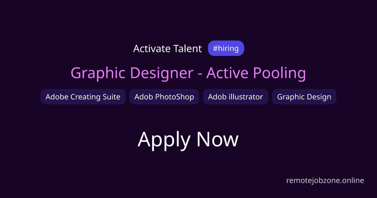 Graphic Designer - Active Pooling at Activate Talent